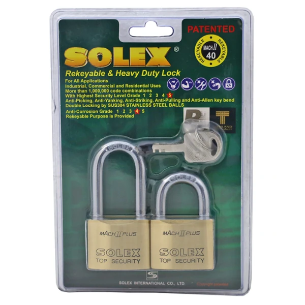 SOLEX Key Alike 2:1 MACH II 40, L40 mm. กุญแจคล้อง